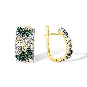 Santuzza 925 Sterling Silver Butterfly Dangle Earrings Green Spinel White Cubic Zirconia Drop Earring 14K Yellow Gold Plated Jewelry