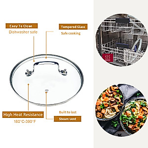HEVSTIL Tempered Glass Lid,8inch /21cm Clear Glass Pot Lid with Stainless Steel Handle Tempered Pot Glass Lid Glass Replacement Lid for Frying Pan, Fry Pan, Skillet, Pan Lid