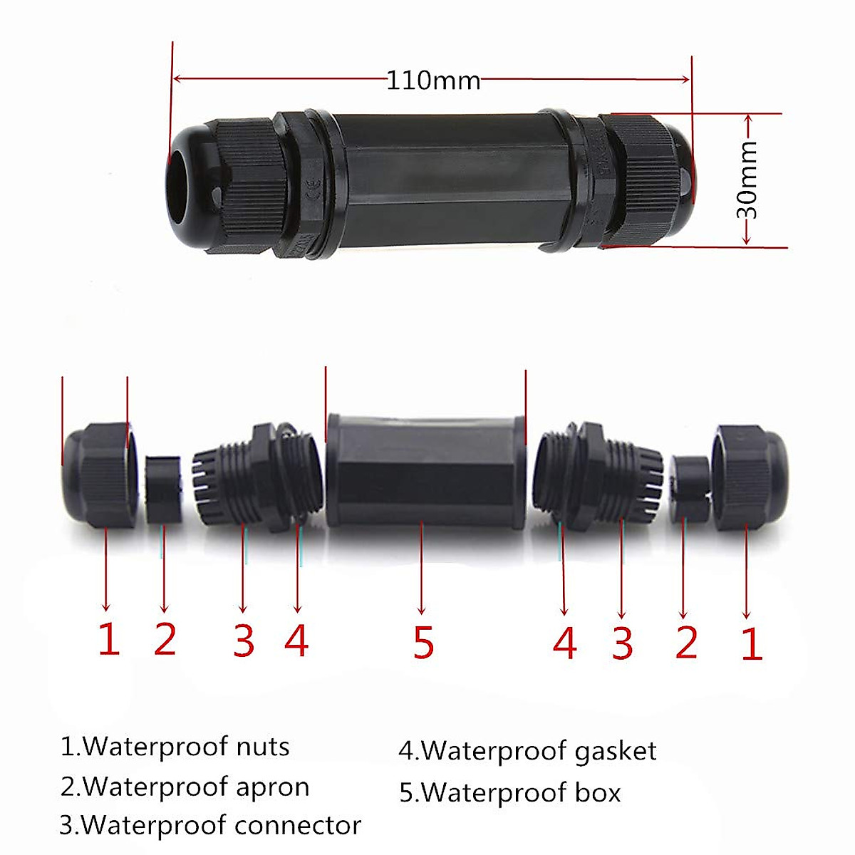 Anmbest 5PCS M22Z Shielded RJ45 Waterproof Cat5/5e/6 8P8C Connector IP67 Ethernet LAN Cable Connector Double Head Outdoor LAN Coupler Adapter Female to Female
