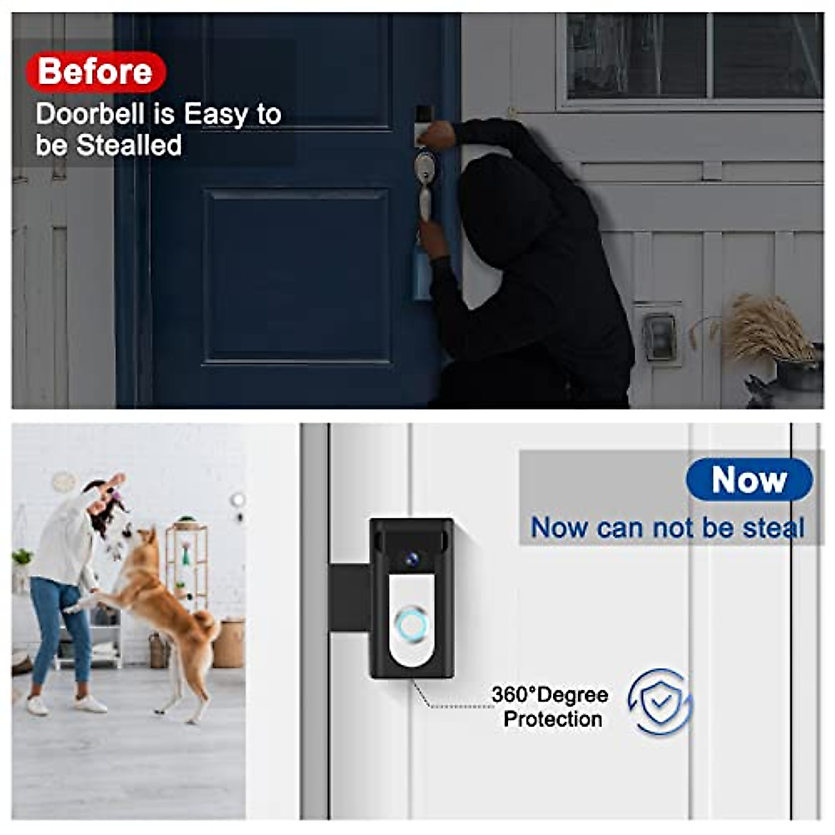 Liwin Anti-Theft Video Doorbell Mounts Compatible with Video Doorbell 1/2/3/3 Plus/4, Adjustable No Need to Drill Mounting Bracket Cover Adapter Holder Accessories for Home, Apartment, Office