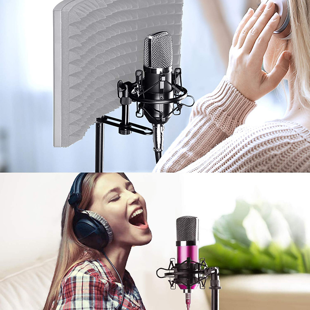 Microphone Shock Mount, ChromLives Shock Mount Mic Holder, Mic Clip Holder AT2020 Anti Vibration Shock Mount for Microphone 48mm - 54mm Diameter Studio Condenser