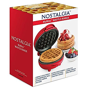 Nostalgia MWF5AQ MyMini Personal Electric Waffle Maker, Hash browns, French Toast Grilled Cheese, Quesadilla, Brownies, Cookies, Red