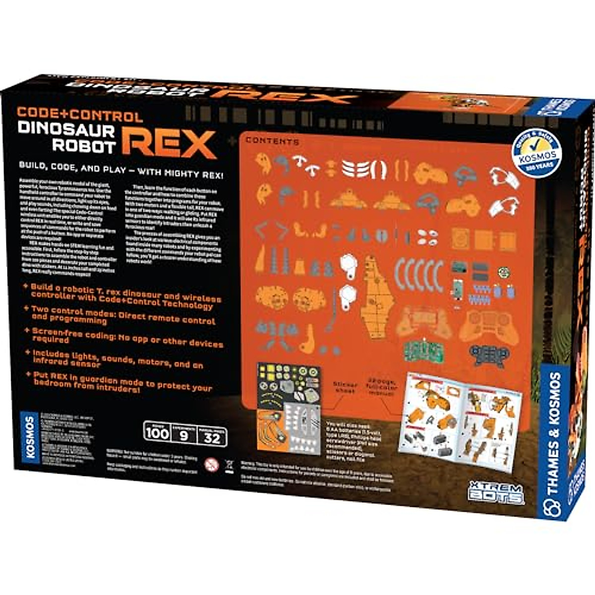 Thames & Kosmos Code+Control Dinosaur Robot REX Robotics & Engineering STEM Kit | Build & Program a Robotic T. Rex | includes Sensor, Motor, Lights & Sounds | No App Required | Ages 8+