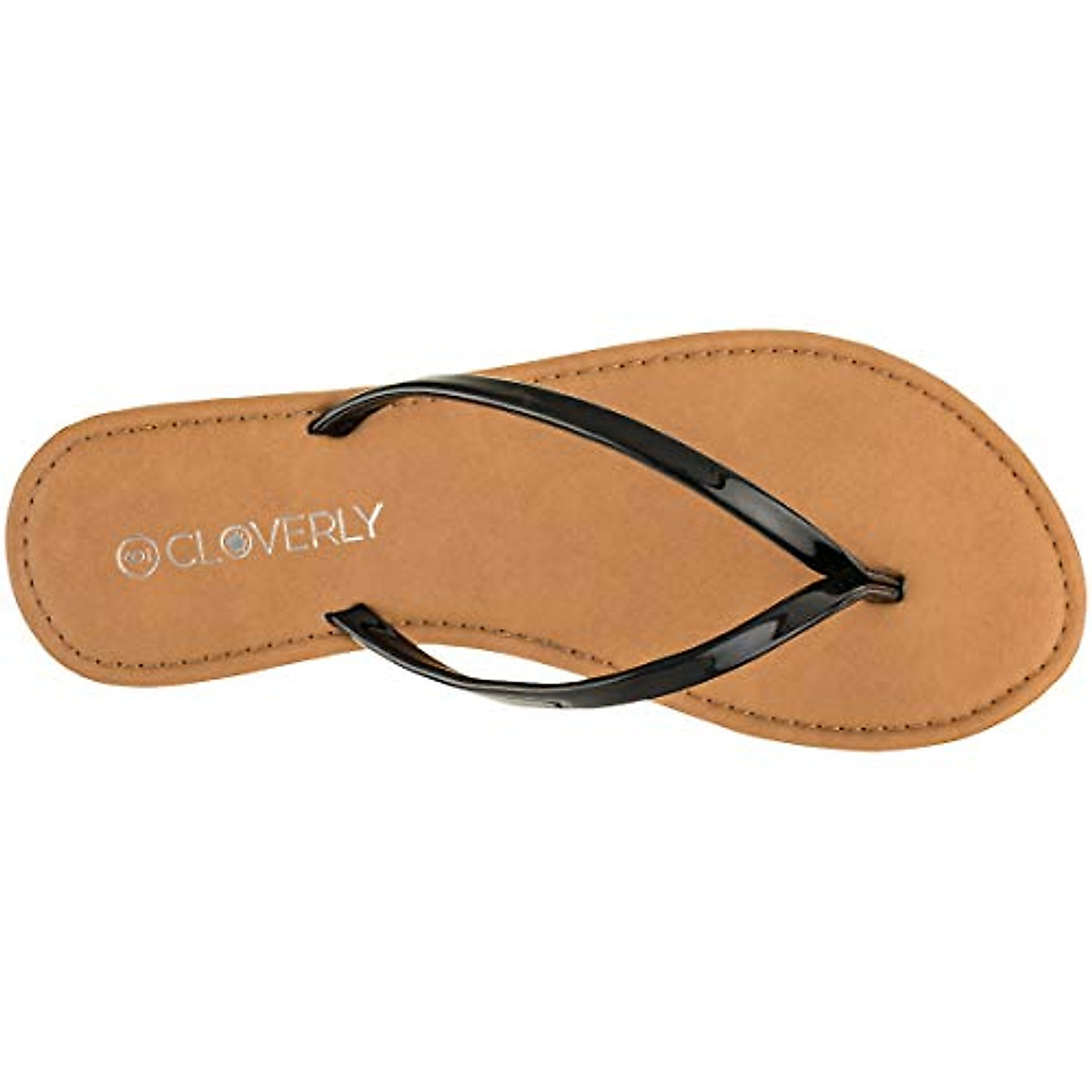 CLOVERLAY Women's Flip Flops Sandal Flat Beach Summer Sandals (8, Black)