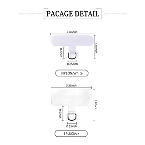 project-cb Phone Tether Tab 2 Pack,Universal Phone Lanyard Patch Without Adhesive,Phone Strap Replacement Part for Cell Phone (White&Clear)