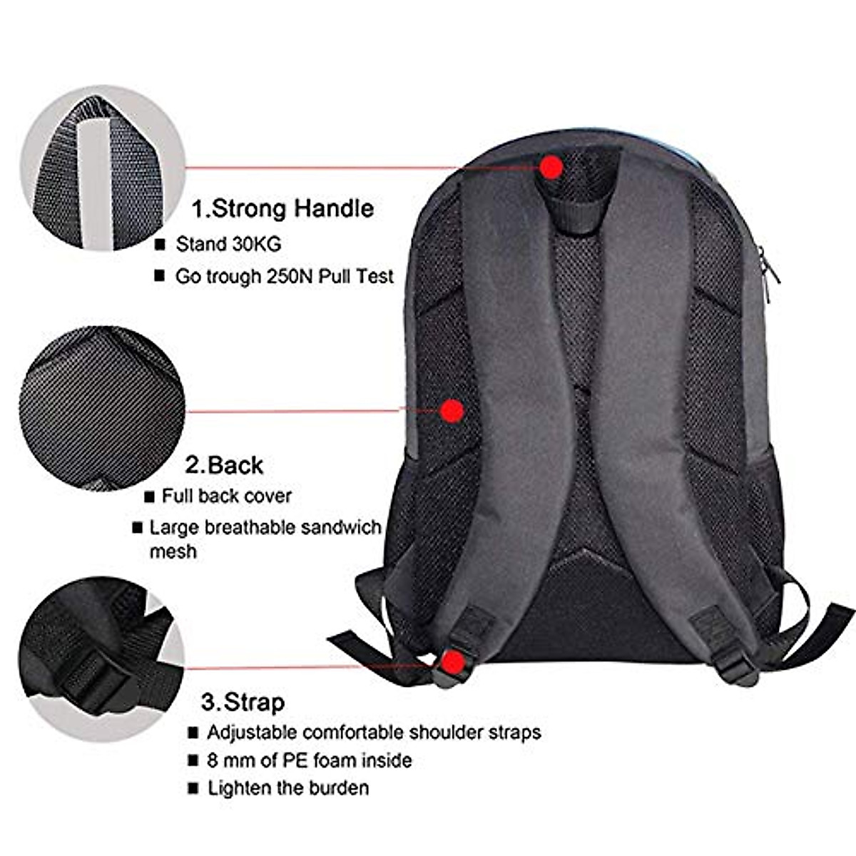 FANCOSAN Water Flame Football Kids Backpack Travel Rucksack, Schoolbag+Lunch Bag+Pencil Bag 3 Piece/Set