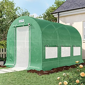 Quictent 12x6.6x6.6 FT Walk-in Greenhouse for Outdoors, Heavy Duty Large Garden High Tunnel Green House, Portable Winter Hot House with PE Cover Zipper Screen Door & 6 Screen Windows, Green