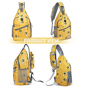 ZOMAKE Sling Bag for Women Men:Small Crossbody Sling Backpack - Mini Water Resistant Shoulder Bag Anti Thief Chest Bag Daypack for Travel Hiking Outdoor Sports (Bee Yellow)