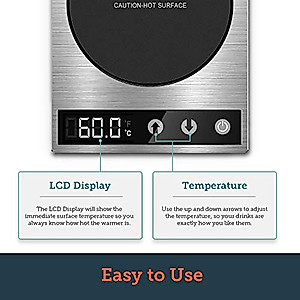 COSORI Mug Warmer & Coffee Cup Warmer for Desk Coffee Gift, Beverage Heater for Home and Office Use, Pressure Sensor Technology, Auto Shut Off, Digital Temp Control, 77-194℉, Silver