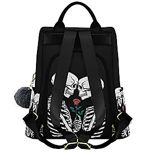 MNSRUU Women Backpack Purse Lover with Rose Backpack for Women Anti-theft Shoulder Bag Carry On Backpack Lightweight Rucksack Fashion Travel Ladies Bags