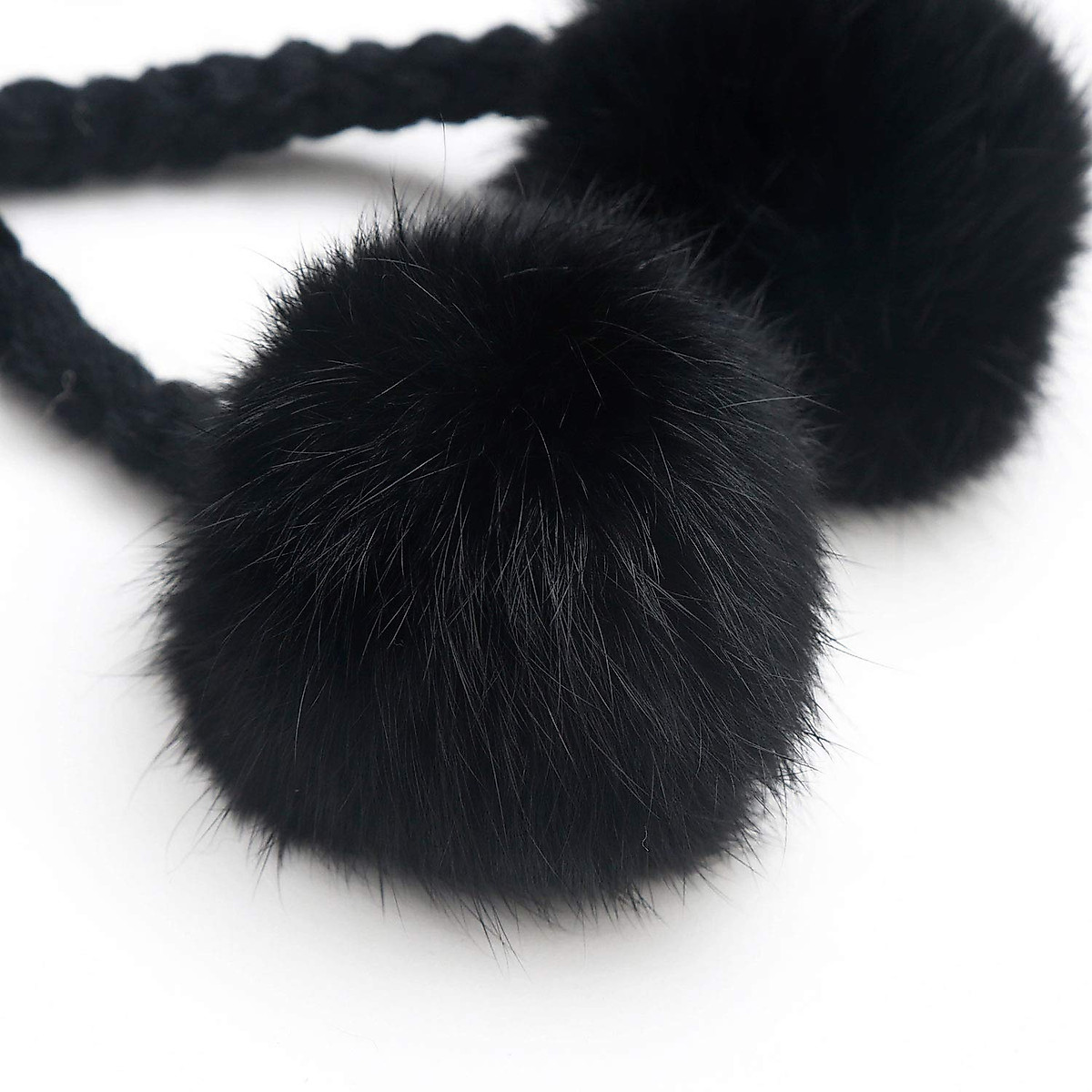 Zecmos Winter Skull Beanie Hat Women Faux Fur Knit Warm Soft Ski Cap Fleece Ear Flaps Black