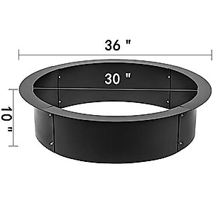 VBENLEM Fire Pit Ring 36-Inch Outer/30-Inch Inner Diameter, 10inch Height Fire Pit Insert 2.5mm Thick Heavy Duty Solid Steel, Fire Pit Liner DIY Campfire Ring Above or In-Ground for Outdoor