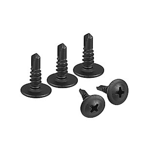 uxcell Phillips Head Self Tapping Screws, #8 x 1/2" Carbon Steel Self Drilling Sheet Metal Screw Black 200pcs