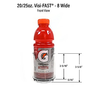 Display Technologies Visi-Fast 20oz (Pack of 2) Fridge Organizer, Pusher Glide, Beverage Water Bottles Storage for Refrigerator, Kitchen Can Bottle Organizer, Energy Drink Bottle Dispenser