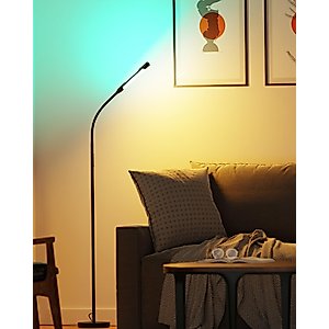 ULG 【Upgrade】 Double Side LED Floor Lamp, Tall 360° Adjustable Gooseneck Standing Reading Lamp for Bedroom, RGB & Dimmable Bright Task Light with 3000K-6500K Color Temps, Eyelash LED Floor Light