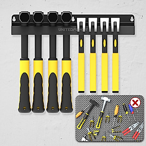 UNITEDPOWER Hammer Holder, Wall Mount Storage Rack Organizer for Workshop, Shed, Garage, Home, Fit Most of Hammer or Small Tools