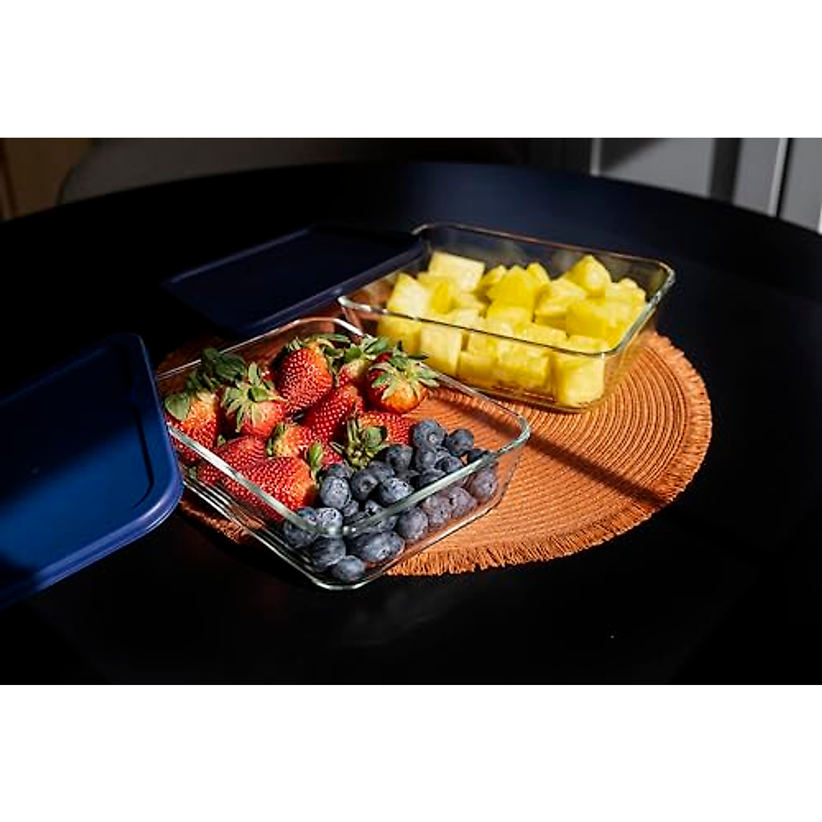 DURA LIVING 4-Piece Glass Food Storage Container (2 Containers + 2 Lids) | 11-Cup Rectangular, Leakproof | Microwave, Freezer, Oven & Dishwasher Safe | Ideal for Meal Prep & Pantry Organization
