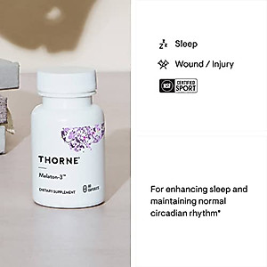 Thorne Melaton-3-3mg Melatonin - Supports Circadian Rhythms, Restful Sleep, and Relaxation - Gluten-Free, Soy-Free Dairy-Free - 60 Capsule