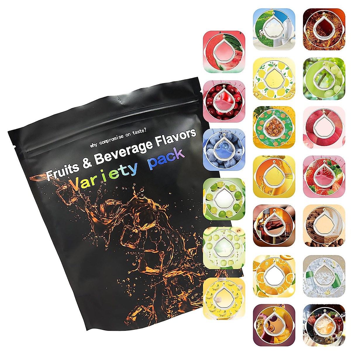 Yokacor Sports Air Water Bottle With 10 Flavor Pods Set, 25oz Alr Water Up Bottles With Straw 0 Sugar Fruit Fragrance Cup, Leakproof, Suitable For School, Outdoor, Gym(20 Flavors pod)