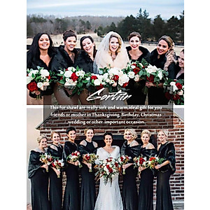 GORTIN Women's Fur Shawls Bride Wedding Faux Fur Wraps and Shawls Sleeveless Fur Stoles Fur Shrug with Brooch for Brides and Bridesmaids