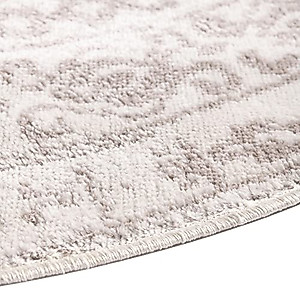 Unique Loom Oxford Collection Area Rug - Magdelan (8' x 10' Oval, Cream/Ivory)