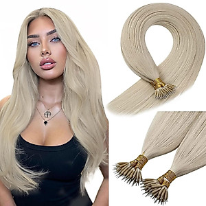 Sunny Hair Blonde Nano Extensions Human Hair 20inch for Women Nano Bead Hair Extensions Human Hair Platinum Blonde Nano Hair Extensions Human Hair Blonde Nano Hair Extensions Back to School 50g