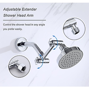 Senhozi 4 Inch Shower Head Extension Arm, Solid Brass Shower Arm for Shower Head Extension, Adjustable Shower Arm for Rainfall Shower Head and Handheld Shower Head, SE003CP