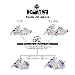 Eargasm Smaller Ears Earplugs for Concerts Musicians Motorcycles Noise Sensitivity Disorders and More! Two Different Sizes Included to Accommodate Smaller Ear Shapes! Blue