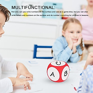 Alomejor Dry Erase Dice Cubic, Portable Cleanable Write On Wipe Off Dice for Kids Teaching (Red)