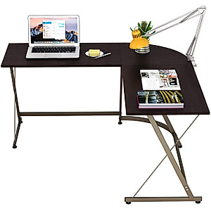 SHW L-Shaped Computer Gaming Desk, Espresso