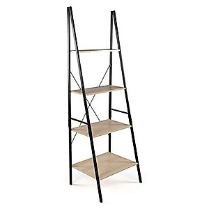 Humble Crew Bookcase 4-Tier 71" Tall Wood Ladder Shelf, Sandwashed Grey
