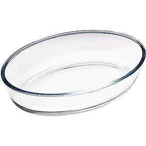 2.4L Glass Baking Dish for Oven, Borosilicate Glass Casserole Dish, Oval Oven Safe Glass Baking Pan