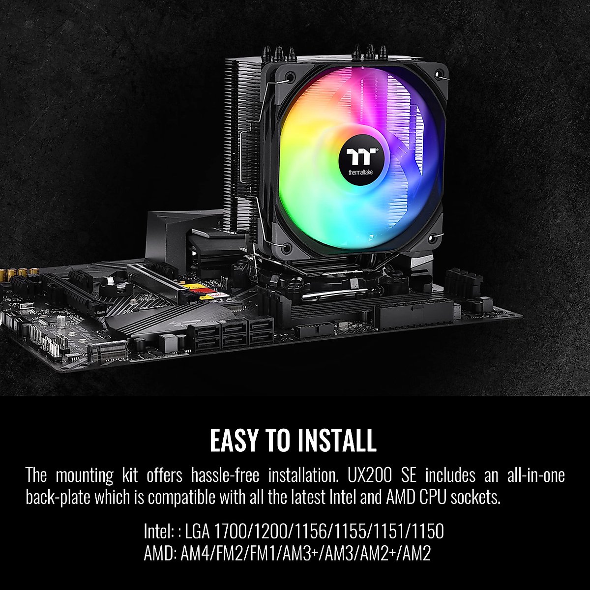 Thermaltake UX200 ARGB Sync CPU Cooler with 16.8M Color LEDs, 170W, Hydraulic Bearing, Universal Socket - For Desktops