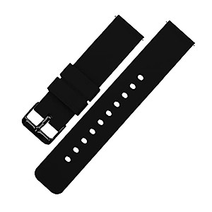 BARTON WATCH BANDS 20mm Black Soft Silicone Quick Release - Black Buckle