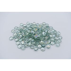 AKOYA Outdoor Essentials 10-Pound Fire Glass Round Drops 3/4 inch Reflective Tempered Crystal Beads for Fire Pit (10 lbs - 3/4 inch, Clear Crystals)