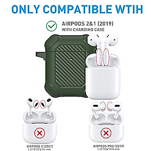 Maxjoy for AirPods 2 Case Cover, Airpods Protective Case with Lock Gen 2 Hard Shell Rugged Shockproof Cover with Keychain Compatible with Apple Airpods2 Airpods 1 Generation, Army Green