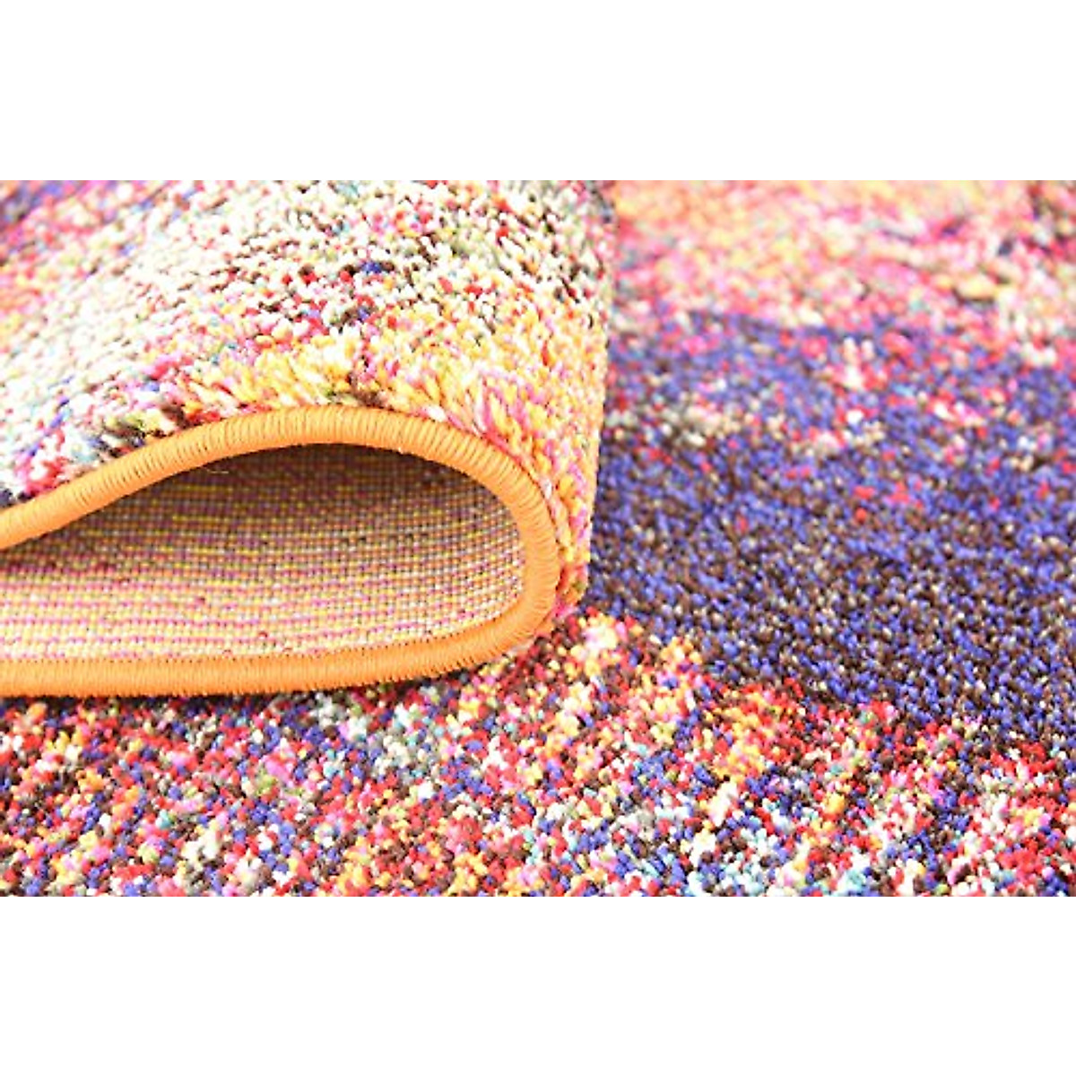 Unique Loom Estrella Collection Rustic, Distressed, Modern, Abstract Area Rug, 5 ft x 8 ft, Orange/Black