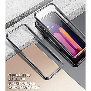 Poetic Guardian Series Case Designed for LG V60 ThinQ Case, Full-Body Hybrid Shockproof Bumper Cover with Built-in-Screen Protector, Black/Clear