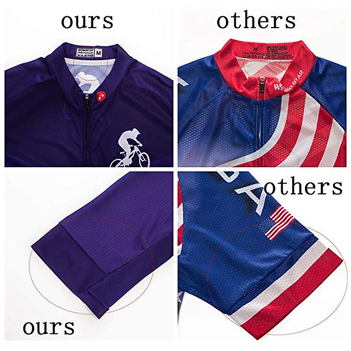 JPOJPO Cycling Jersey Men Short Sleeve Bike Shirt with Pockets Bicycle Clothing L