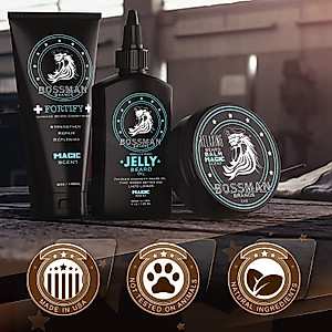 Bossman Essentials Beard Kit for Men - Beard Oil Jelly, Fortifying Conditioner Cream, Beard Balm - Grooming Growth Care Accessories (Magic)