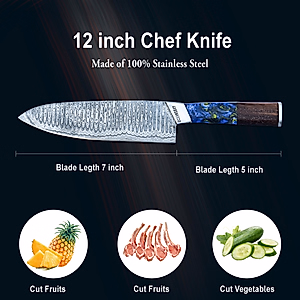 OceansBay 7" Super Sharp Professional Chef Knife with Laser Damascus Pattern in Gift Box, Premium Stainless Steel Kitchen Knife use for Meat, Sushi and Vegetable Chef Knives with Ergonomic Handle