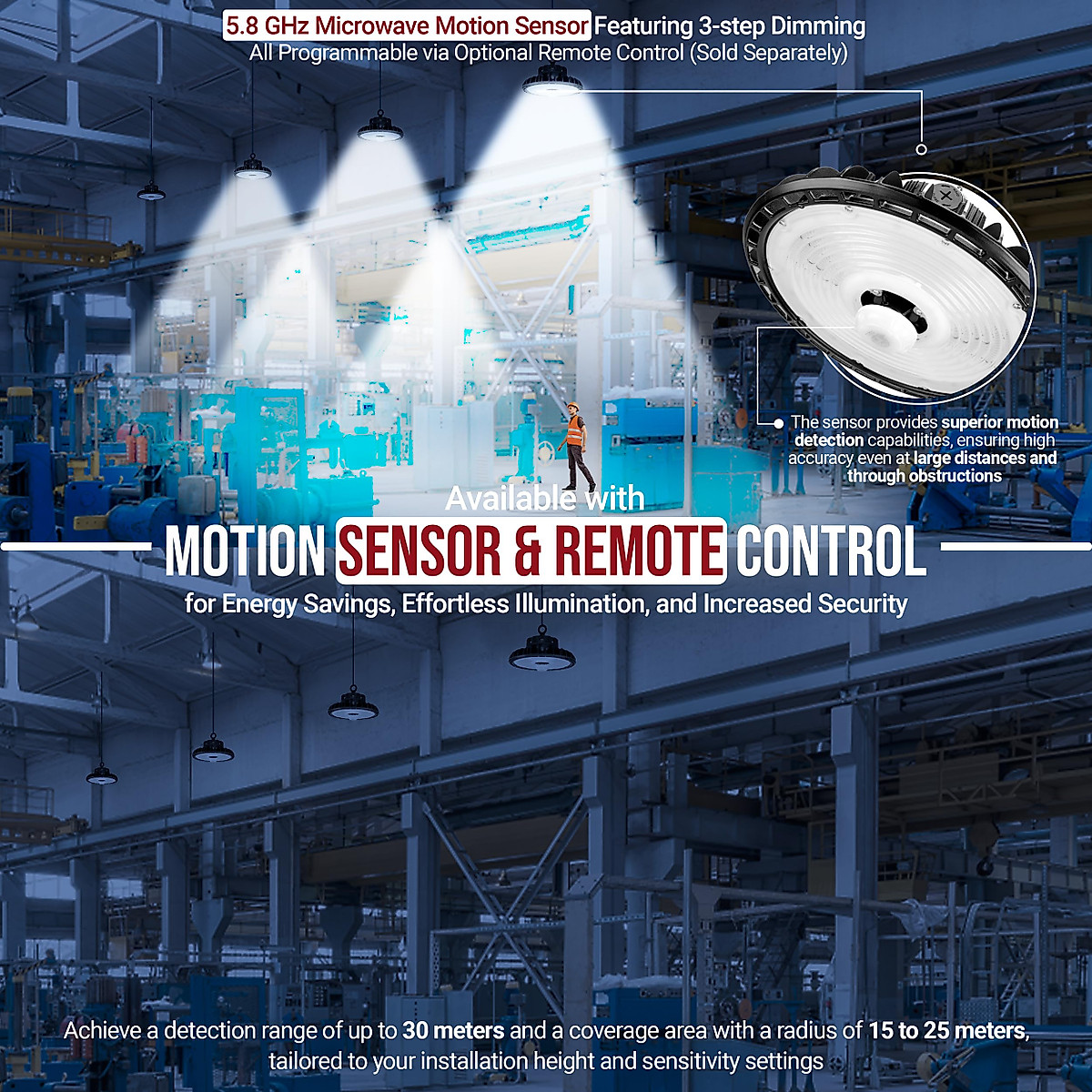 RuggedGrade 100 Watt - Corvus II Series - LED High Bay UFO - 14,500 Lumen - 4000K - DLC Premium 5.1