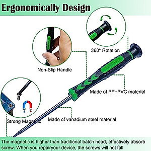 Screwdriver SET OF 6 - Magnetic Flathead and Phillips With NON-SKID Handle in Different SIZES / COLORS - Professional Repair Tool Kit For Electronics/ iPhone/ PC/ Jewelry/ Watch/ Eyeglass