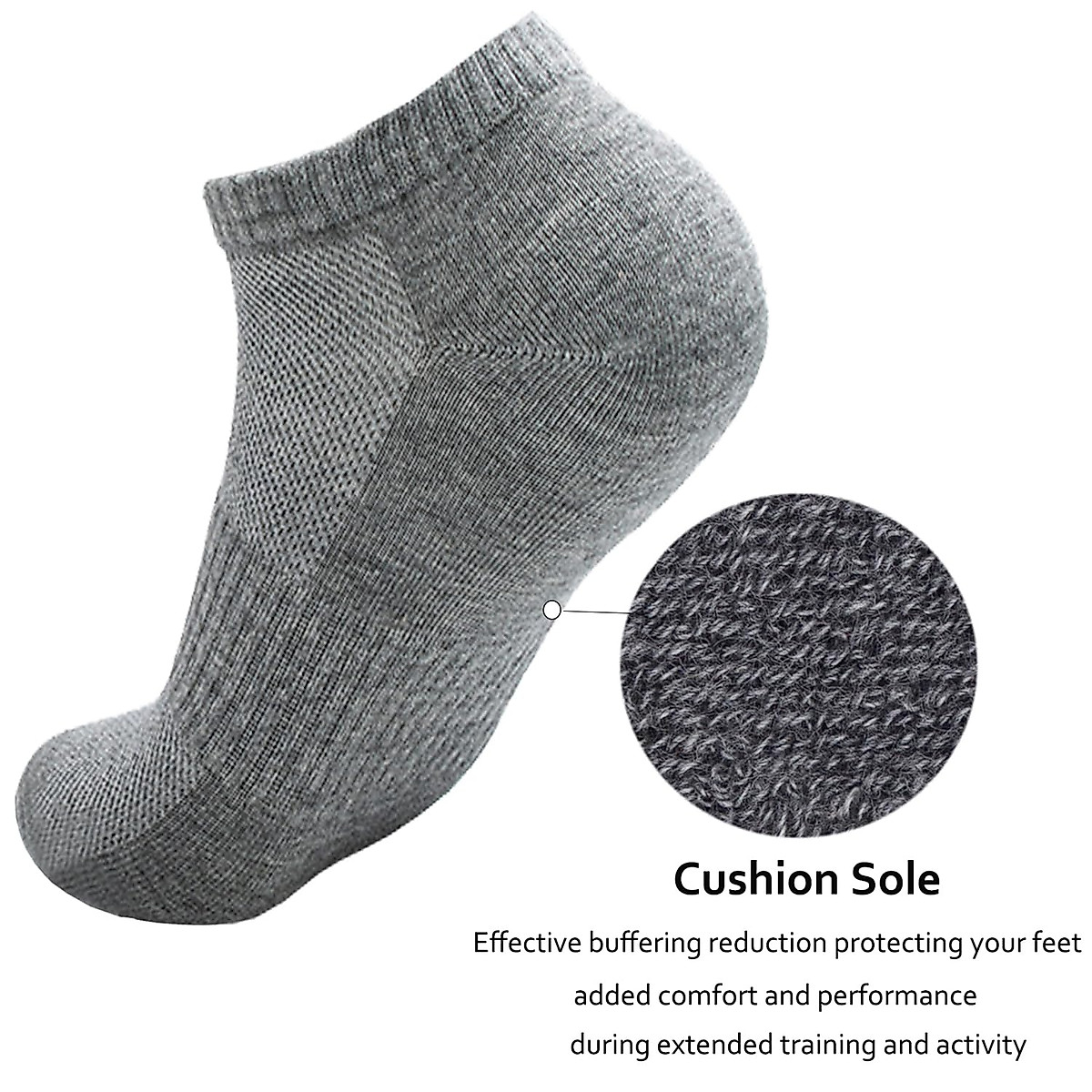 Luriesal Women's Cushioned No Show Socks Athletic Cotton Short Socks Arch Support Mesh Ankle Socks 6 Pairs