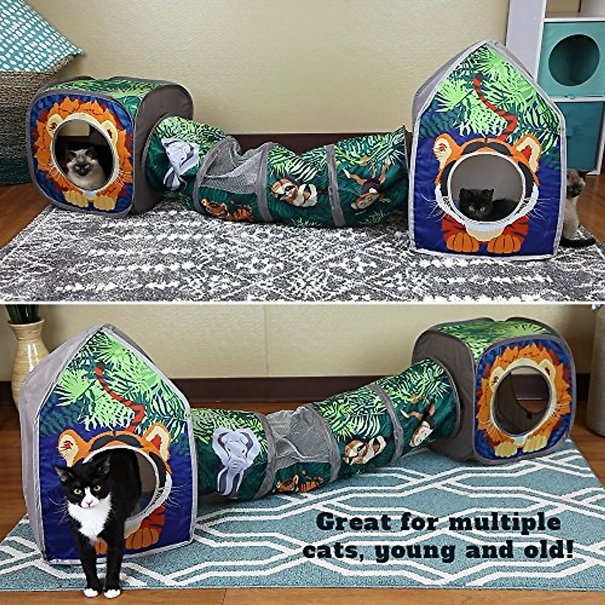 Kitty City Pop Open Jungle Combo,Collapsible Cat Cube, Play Kennel, Cat Bed, Tunnel, Cat toys
