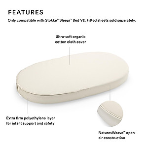 Stokke Sleepi Mattress with Organic Cover by Colgate, White - Foam Crib Mattress with Infant Support & Safety Features - Compatible Sleepi Crib/Bed