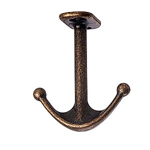 BAMI-LEE House Zinc Alloy Double Prong Ceiling Hooks, 4-Pack Under Shelf Coat Hooks Hanging Towel Robe Clothes Cap Bathroom Kitchen Cabinet Garage Use (Bronze)