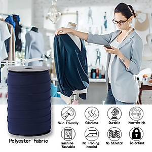 Bias Tape Double Fold 1 inch, Double Fold Bias Binding Tape 55 Yards (Navy Blue) and 4 Pieces Sewing Fabric Chalks for Crafts, Sewing, Seaming, Hemming, Piping, Quilting.