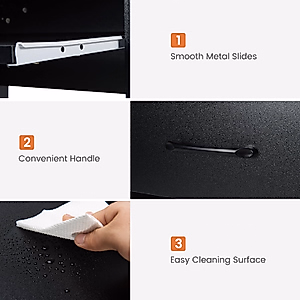 IFANNY Computer Desk, Office Desk with Drawers, Hutch, Keyboard Tray & Adjustable Shelf, Small Desk with Storage, Modern Home Office Desks, Black Desk for Bedroom, Living Room, Study (Black)