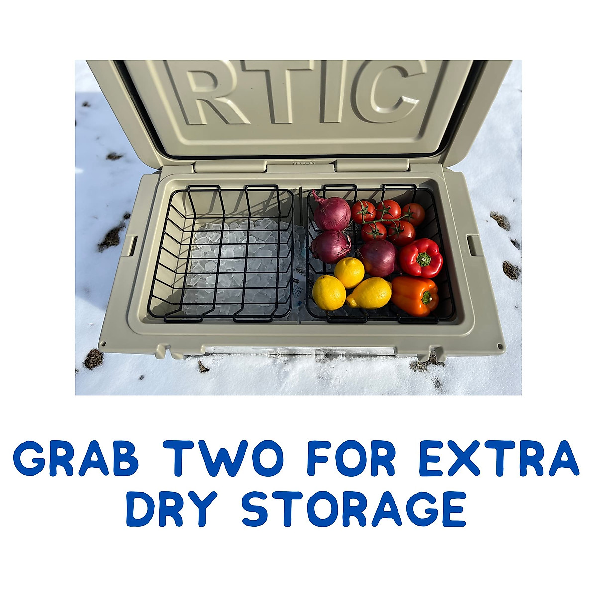 Cooler Basket for RTIC 65 Qt - Dry Goods Wire Rack for 65 Qt RTIC Cooler - Compatible with RTIC Dividers, Inserts, Straps, Tie Down Kits, Locks, and Other RTIC Cooler Accessories